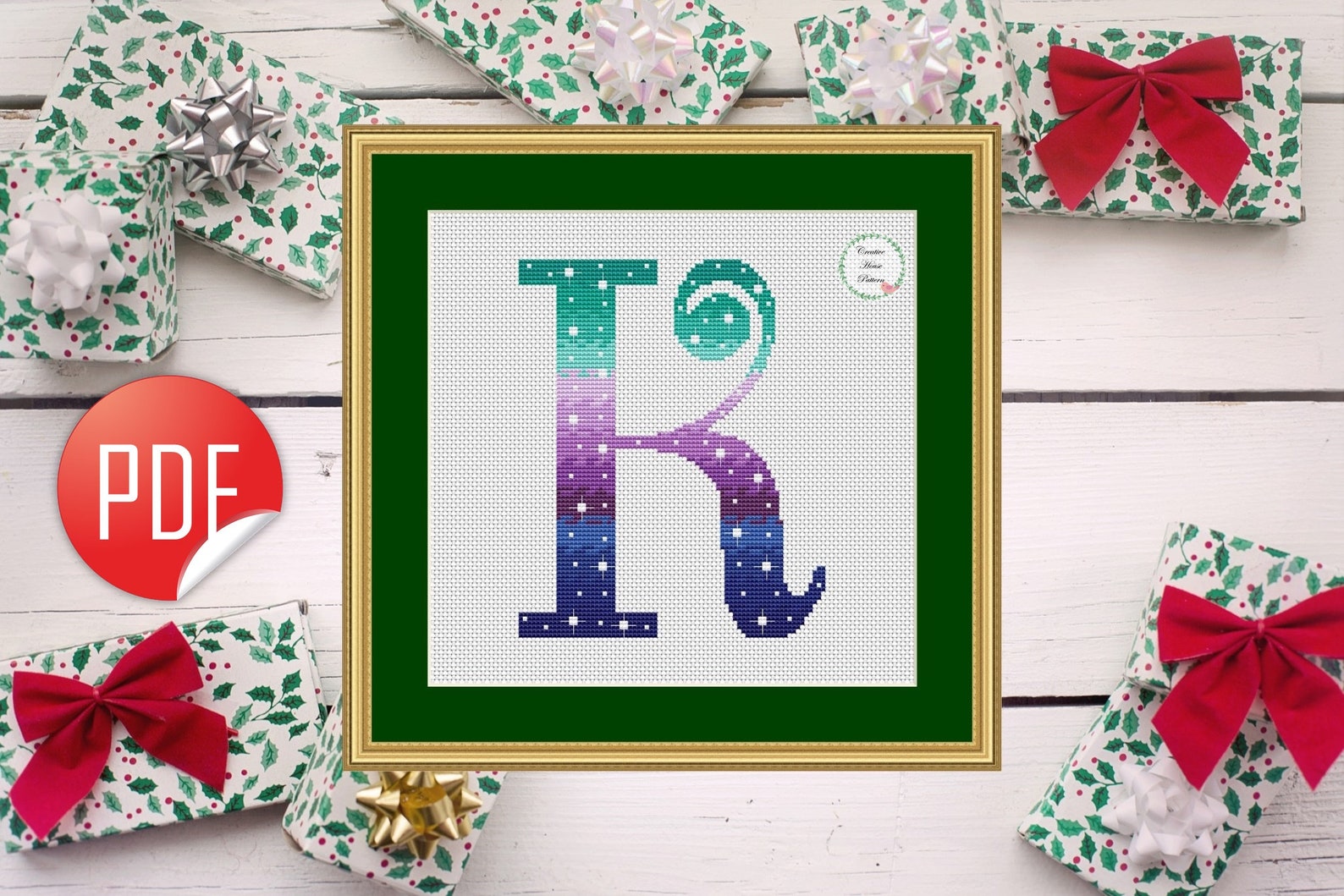 Letter K Cross Stitch Pattern Starry Night Cross Stitch - Etsy