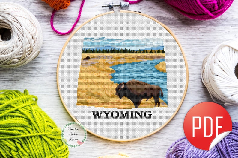 Wyoming State Cross Stitch Pattern Nature Counted Cross - Etsy