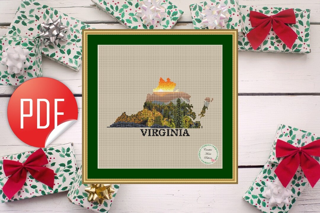 Virginia State Cross Stitch Pattern: Landscape Embroidery (PDF Pattern ...