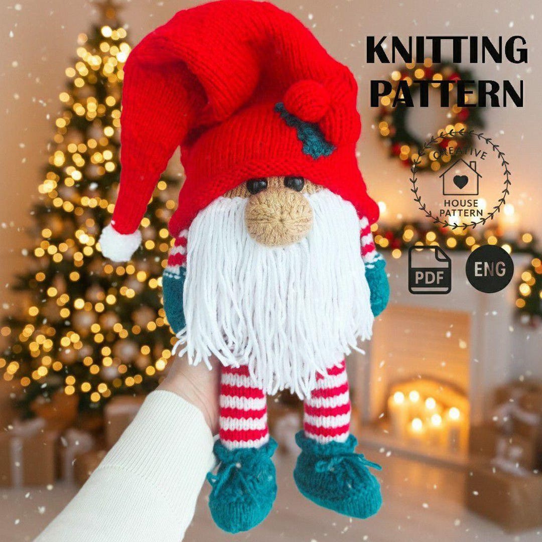 Gnome Knitting Pattern PDF English, Instant Download, Easy Knit Gnome ...