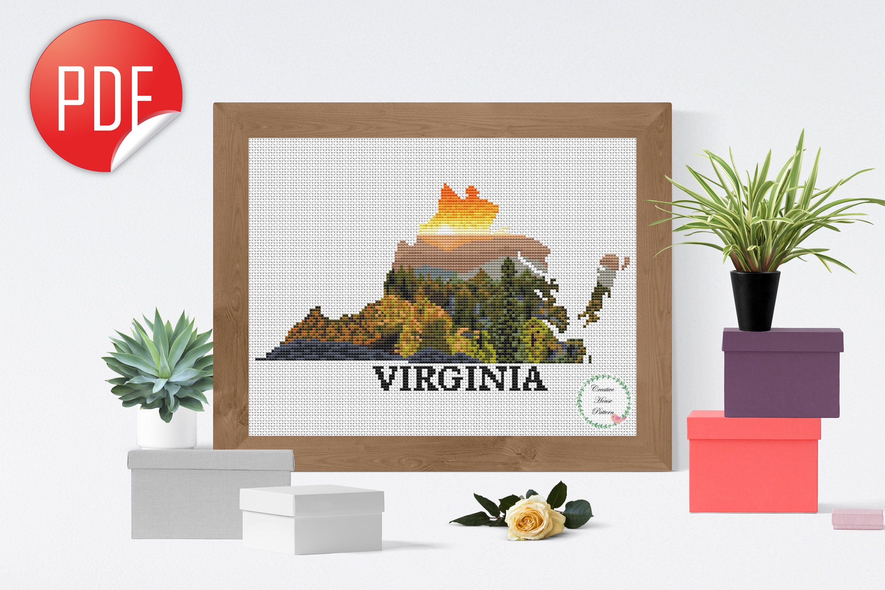Virginia State Cross Stitch Pattern Nature Counted Cross - Etsy