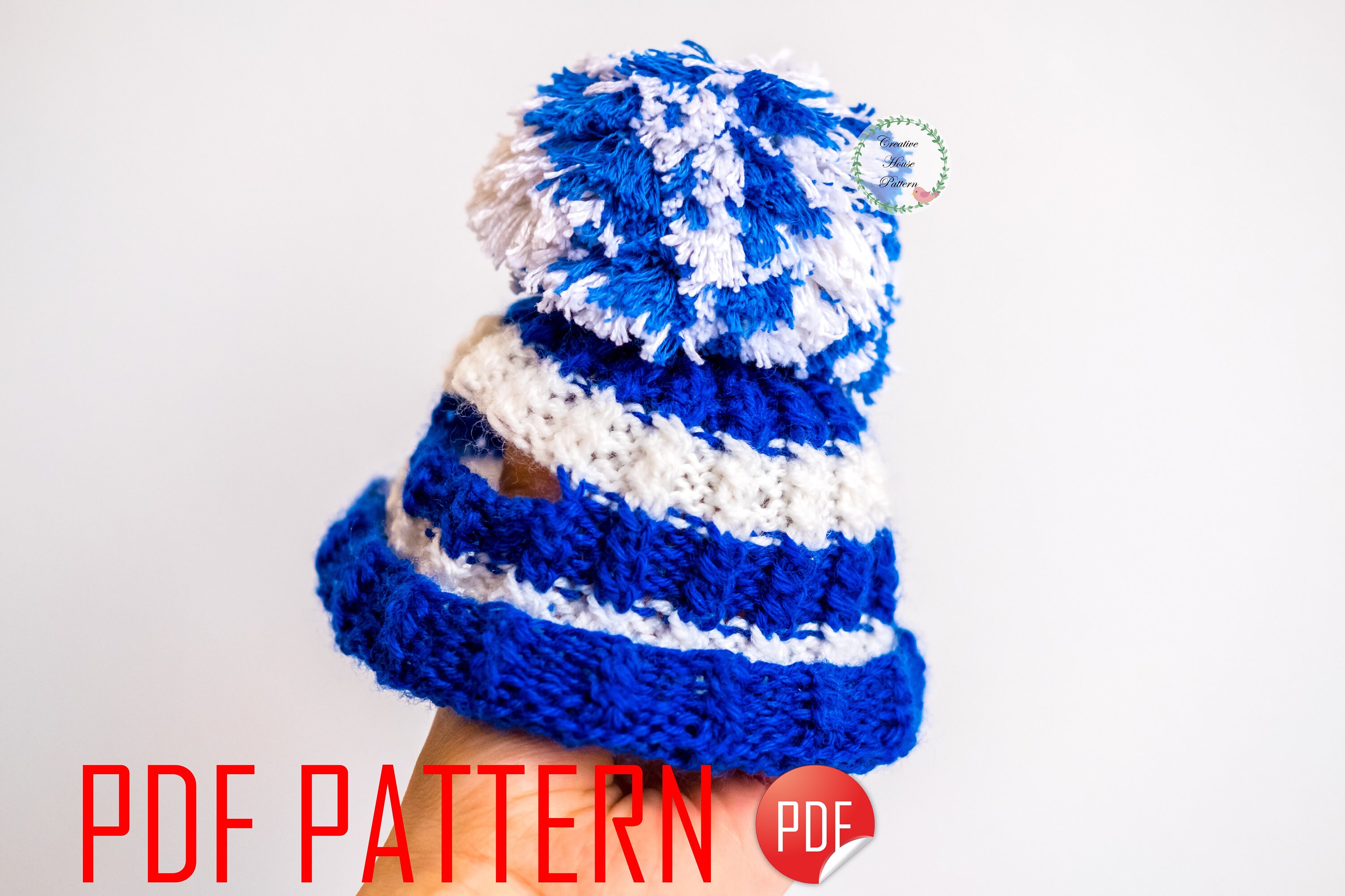 Knitting pattern dog hat modern knitting pattern pom-pom dog | Etsy