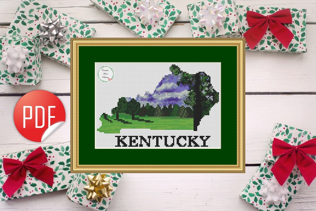 Kentucky State Cross Stitch Pattern – Bluegrass-inspired DIY Embroidery ...