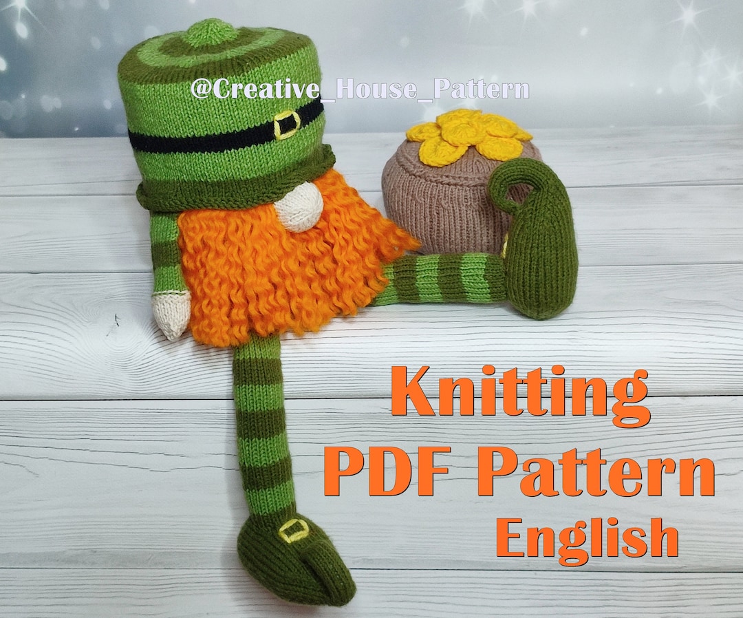 St Patric Gnome KNITTING PATTERN, Knit Leprechaun Gnome Pattern, Knit ...