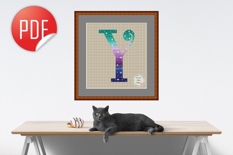 Letter Y Cross Stitch Pattern Starry Night Modern Counted - Etsy