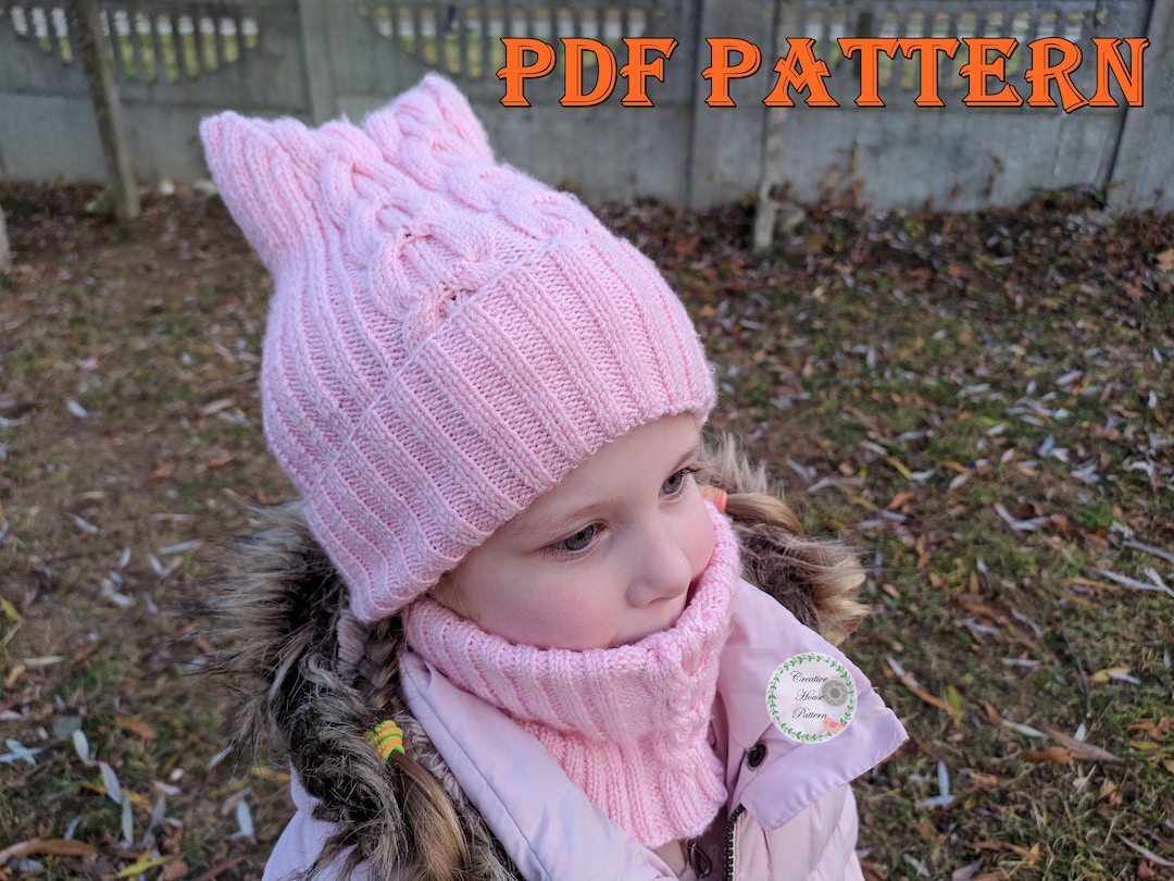 Kids Hat Knitting Pattern, Knitting Pattern Set, Cowl Knit Pattern ...