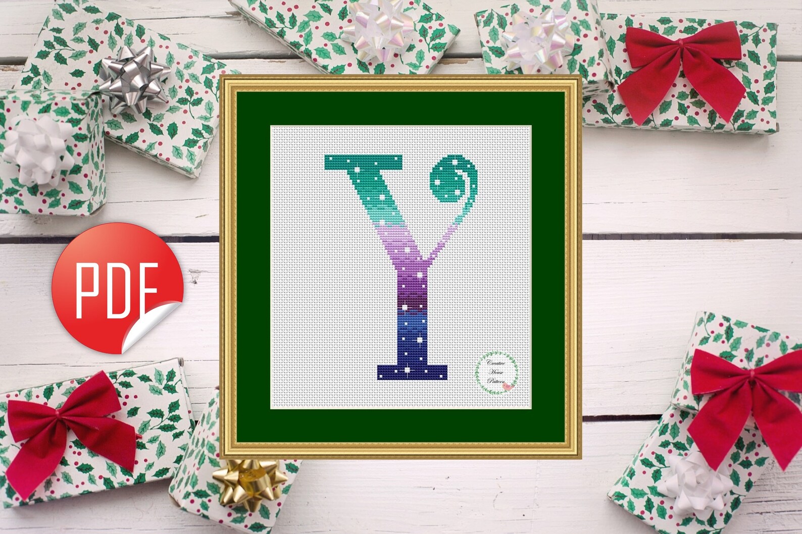 Letter Y Cross Stitch Pattern Starry Night Modern Counted - Etsy