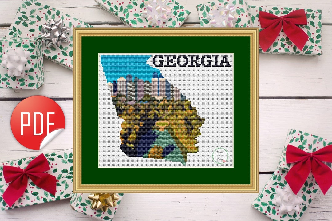 Georgia US State Cross Stitch Pattern, Nature Counted Cross Stitch ...