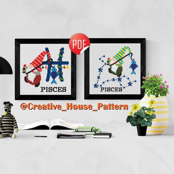 Pisces Cross Stitch - Etsy