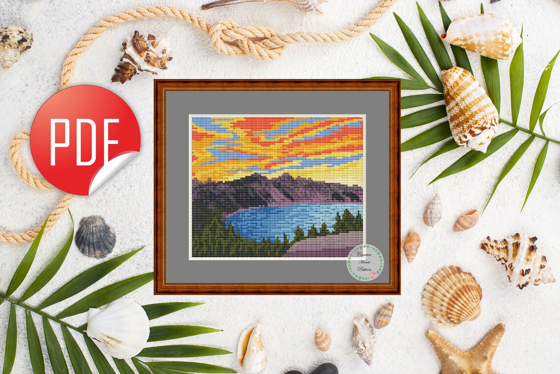 Sunset Cross Stitch Pattern Landscape Cross Stitch Nature - Etsy