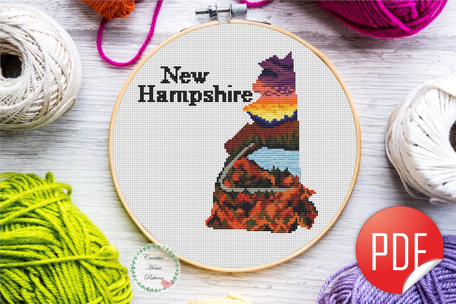 New Hampshire State Cross Stitch Pattern Nature Counted Cross | Etsy