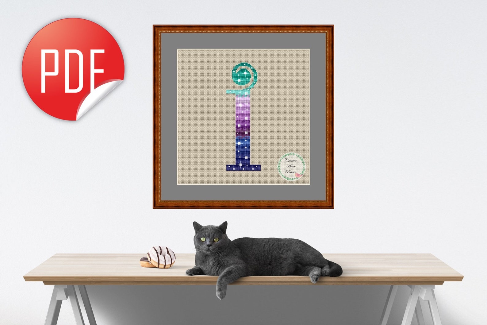 Letter I Cross Stitch Pattern Starry Night Cross Stitch | Etsy