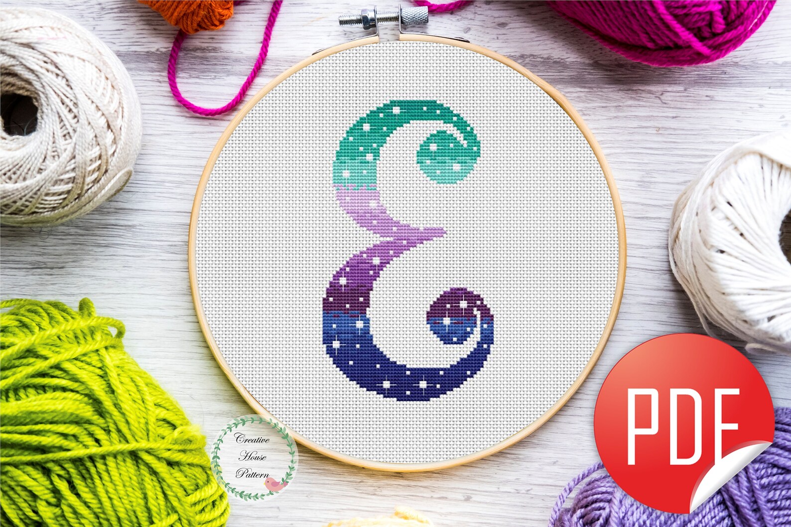 Letter E Starry Sky Cross Stitch Pattern: Galaxy Alphabet (PDF) - Etsy