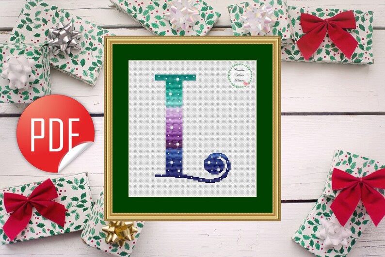 Letter L Cross Stitch Pattern Starry Night Modern Counted | Etsy