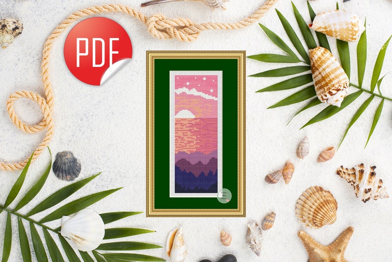 Bookmarks Cross Stitch Pattern Sunset Cross Stitch Landscape - Etsy