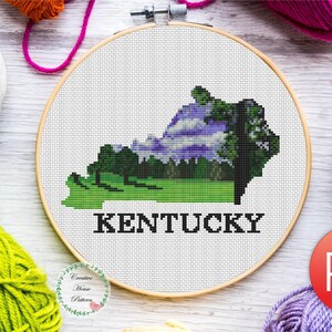 Kentucky State Cross Stitch Pattern – Bluegrass-inspired DIY Embroidery ...