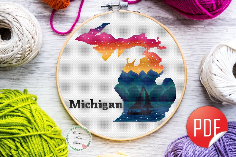Michigan State Cross Stitch Pattern Nature Counted Cross - Etsy