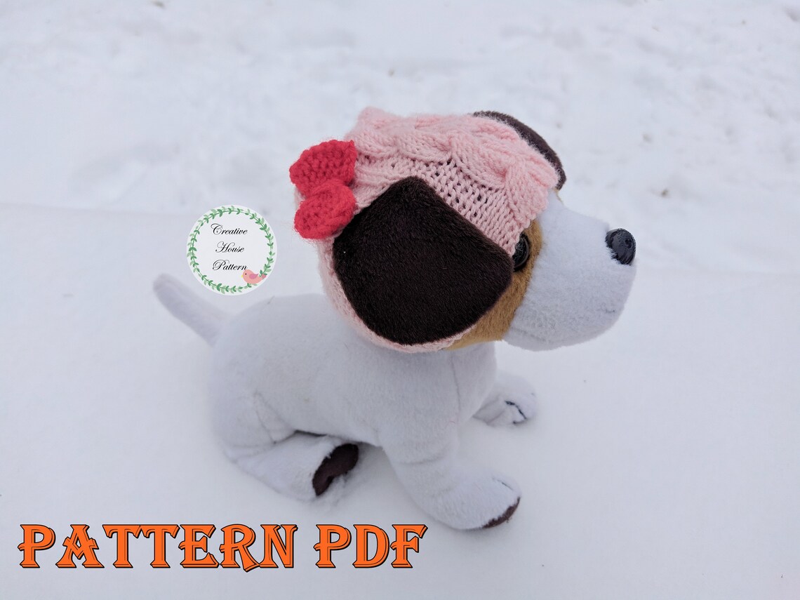 Dog Hat Knitting Pattern Knit Dog Hat With Bow Pattern - Etsy