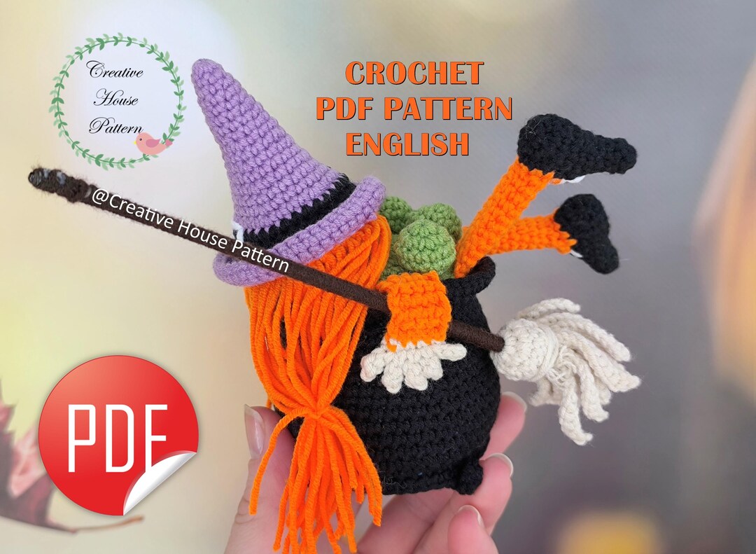 Witch in the Cauldron Crochet Pattern PDF English, Crochet Halloween ...