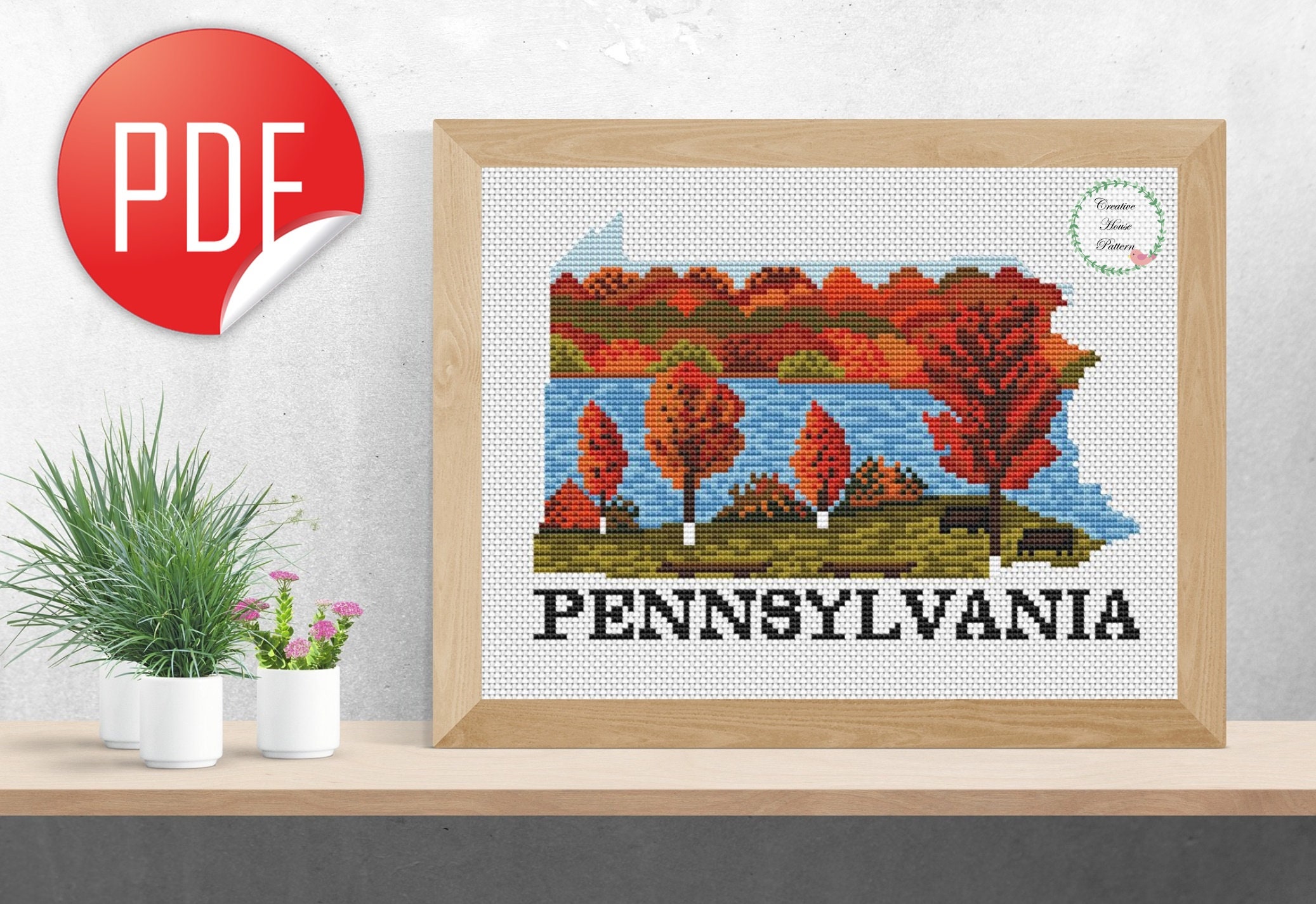 Pennsylvania State Cross Stitch Pattern Nature Counted Cross | Etsy