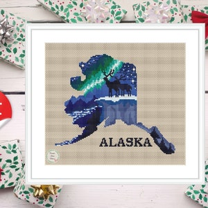 US States Cross Stitch Patterns 50 in 1 Set, Nature Counted Cross ...