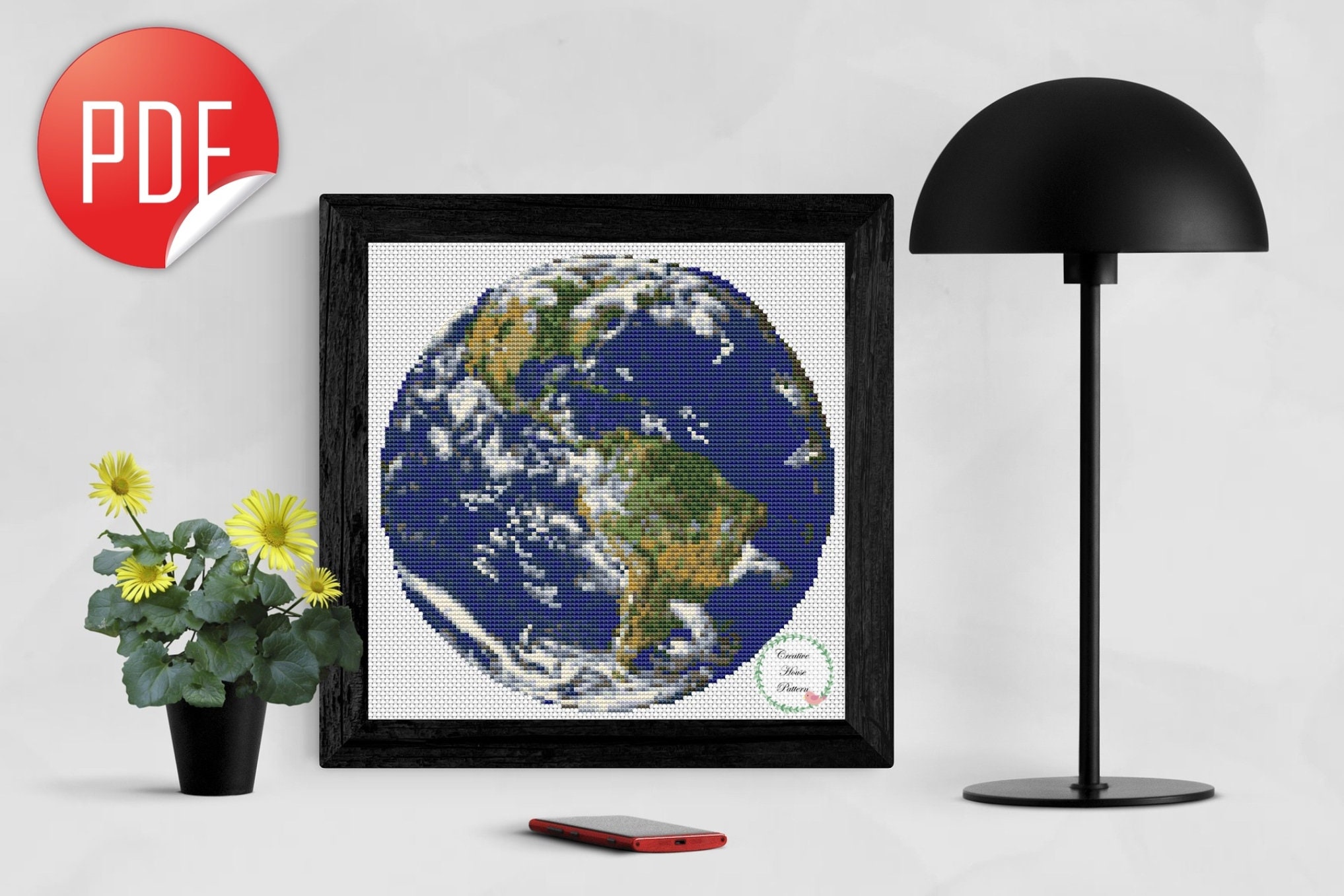 Earth Cross Stitch Pattern Space Cross Stitch Planet Cross | Etsy