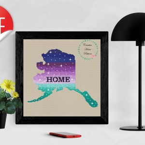 Alaska Cross Stitch Pattern, Scenic Cross Stitch, Starry Sky Design ...