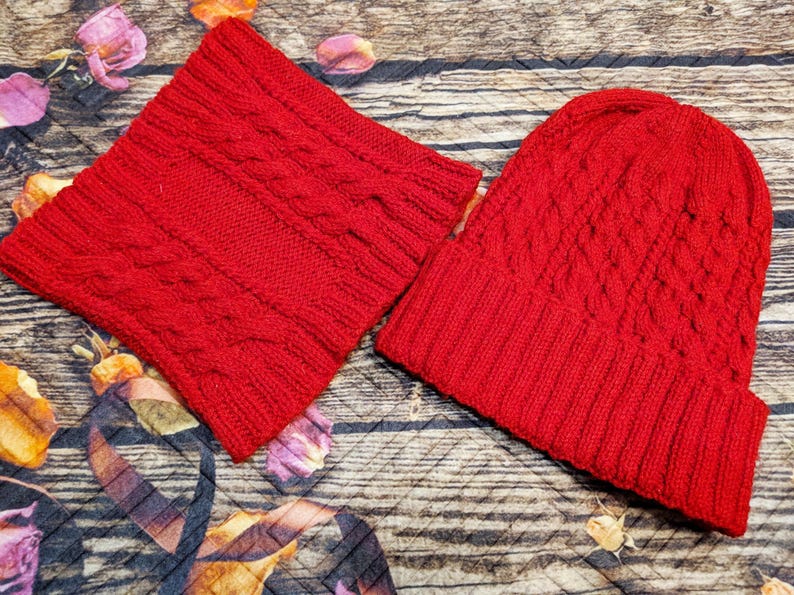 Knit Hat and Cowl Pattern in English SET: Women's Winter Accessories ...