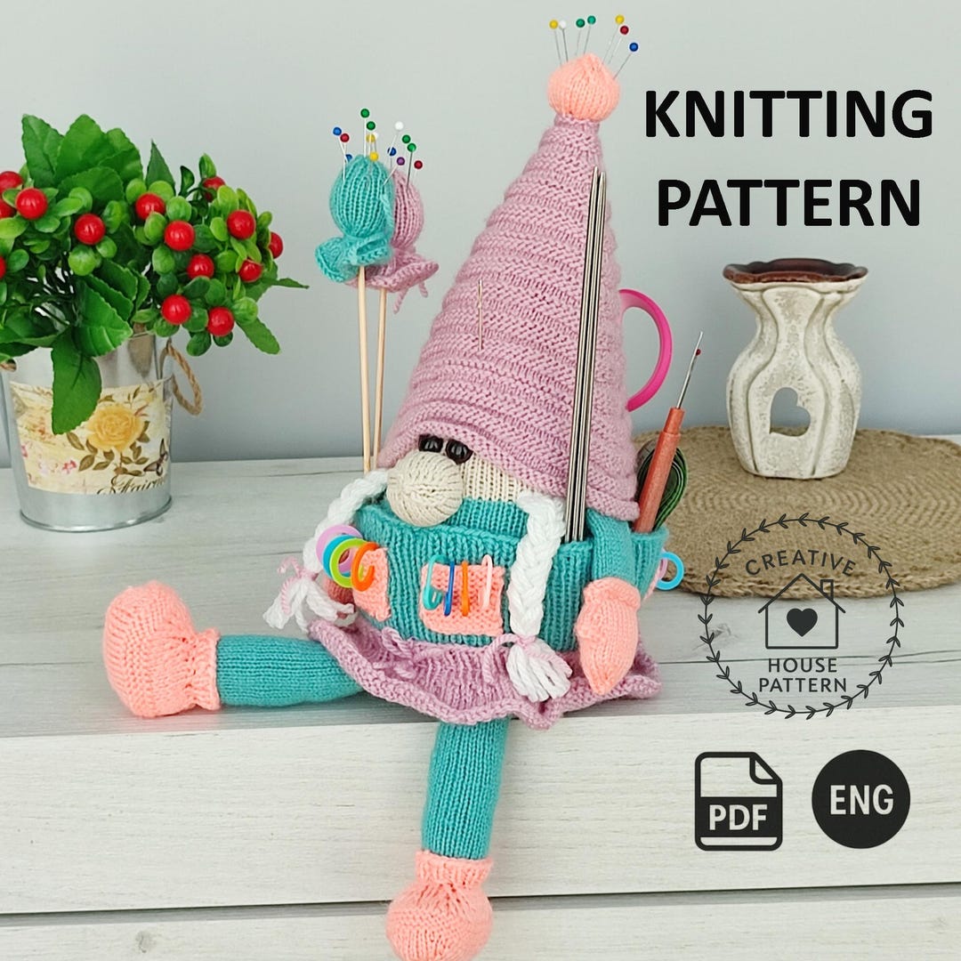 Gnome Knitting Pattern PDF English, Gnome Doll Pattern, Gnome Organizer ...