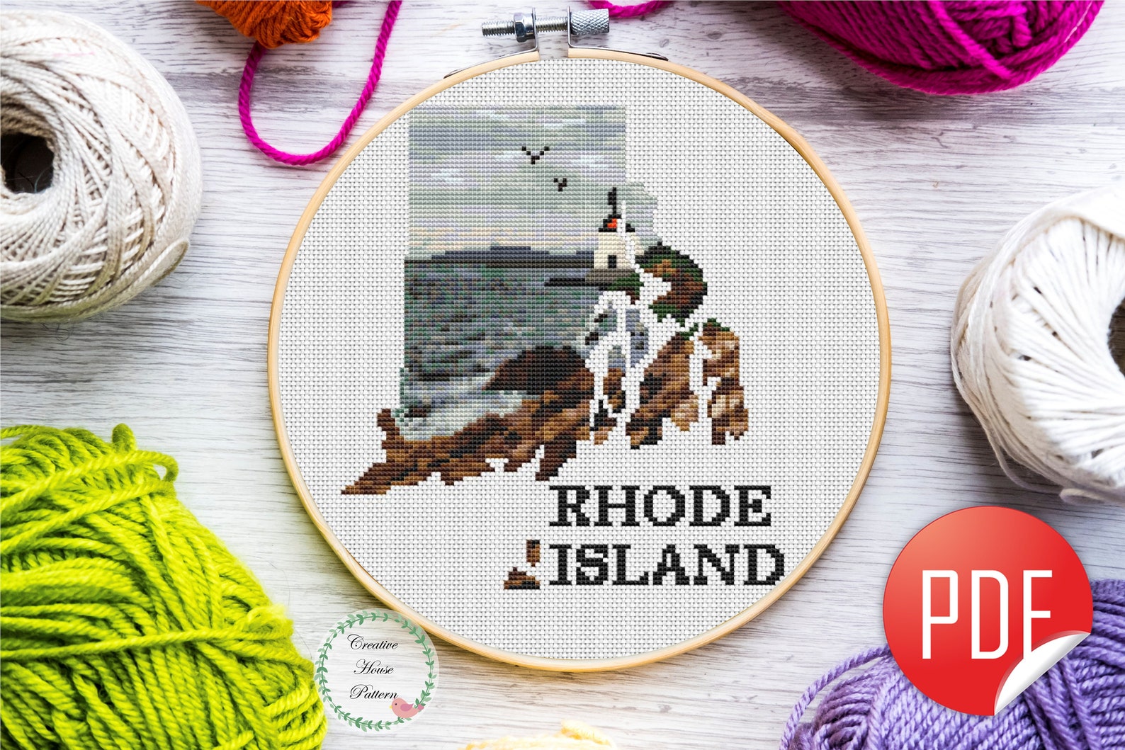 Rhode Island State US Cross Stitch Pattern Landscape - Etsy