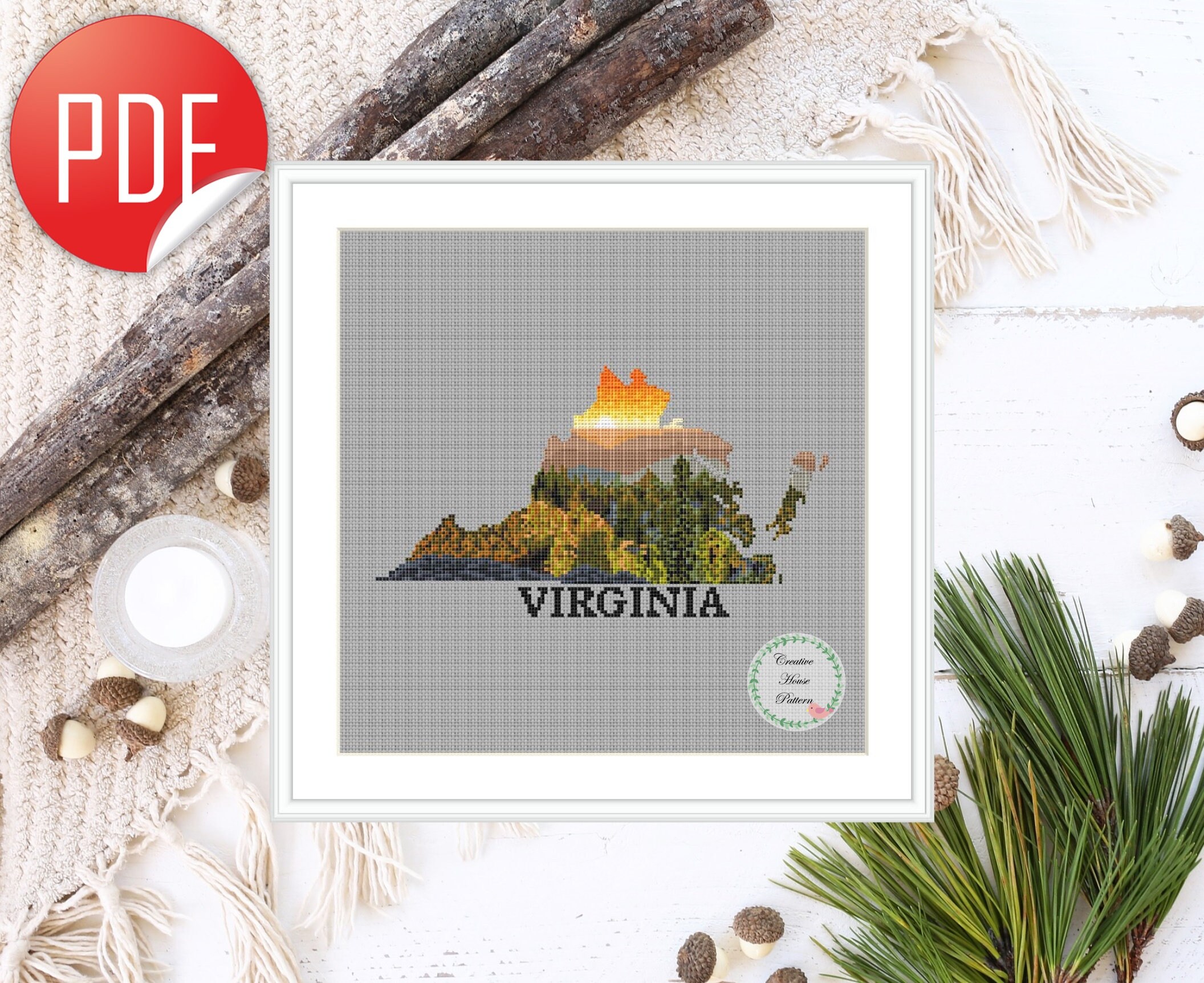 Virginia State Cross Stitch Pattern Nature Counted Cross - Etsy