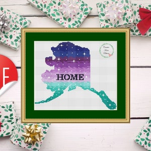 Alaska Cross Stitch Pattern, Scenic Cross Stitch, Starry Sky Design ...
