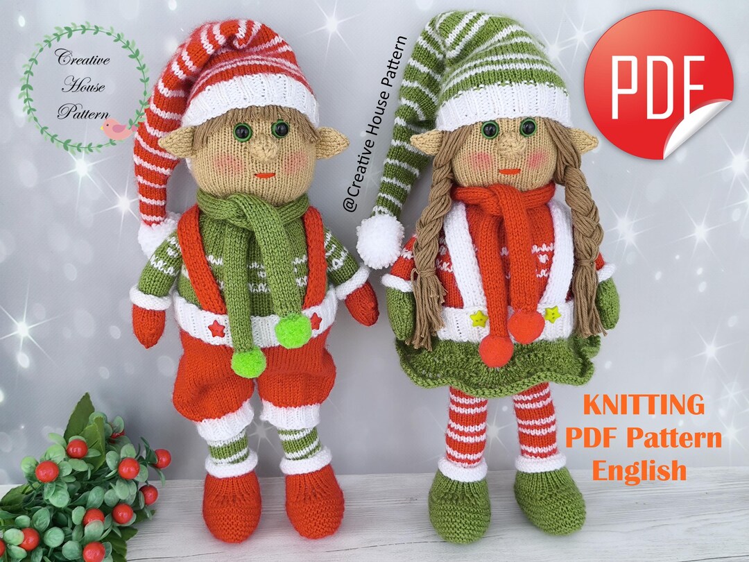 Elves Knitting Pattern, Knitted Decorations, Holiday Knitting Project, Christmas Ornament ...