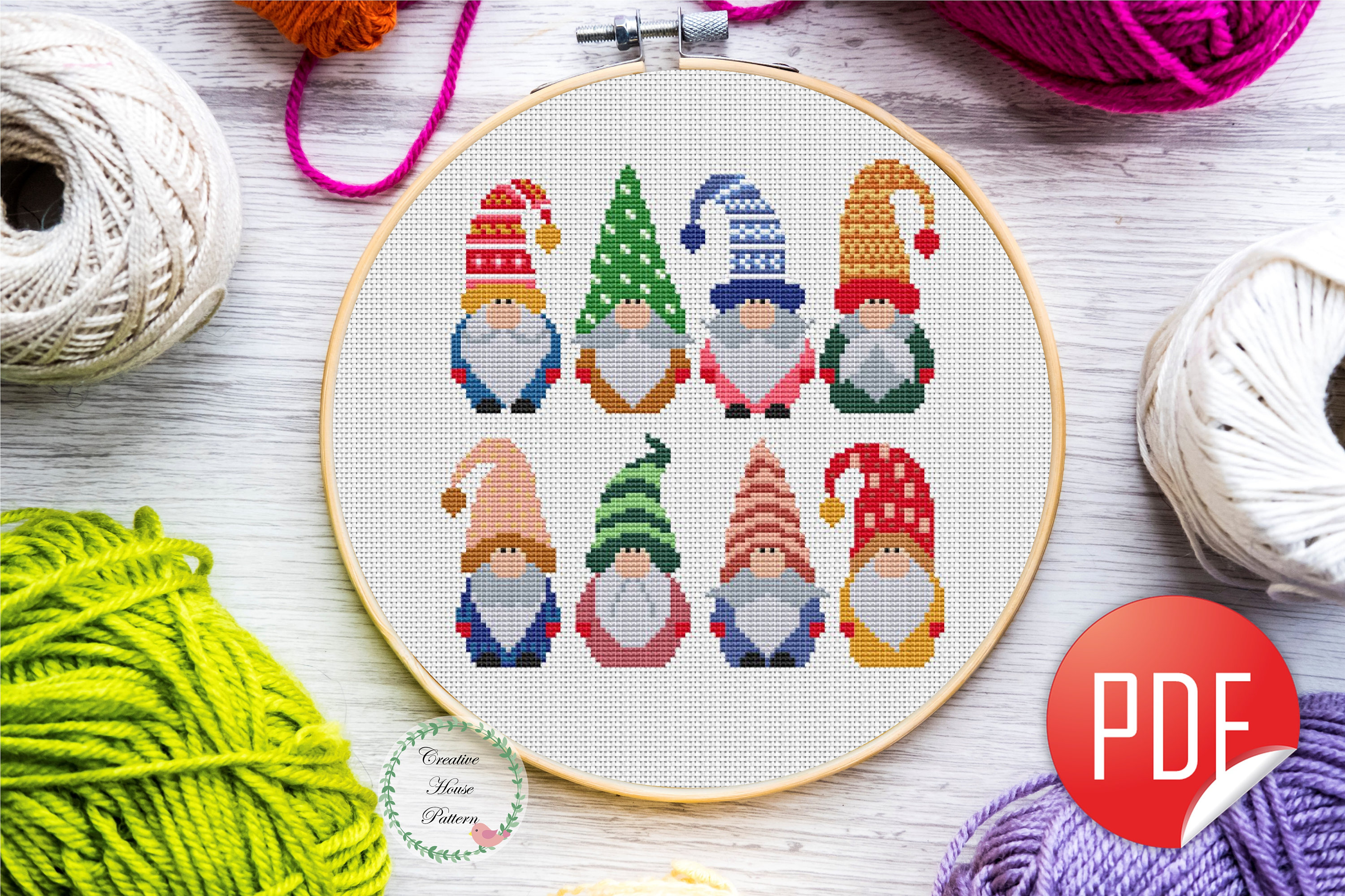 Gnomes Cross Stitch Pattern Modern Counted Cross Stitch - Etsy
