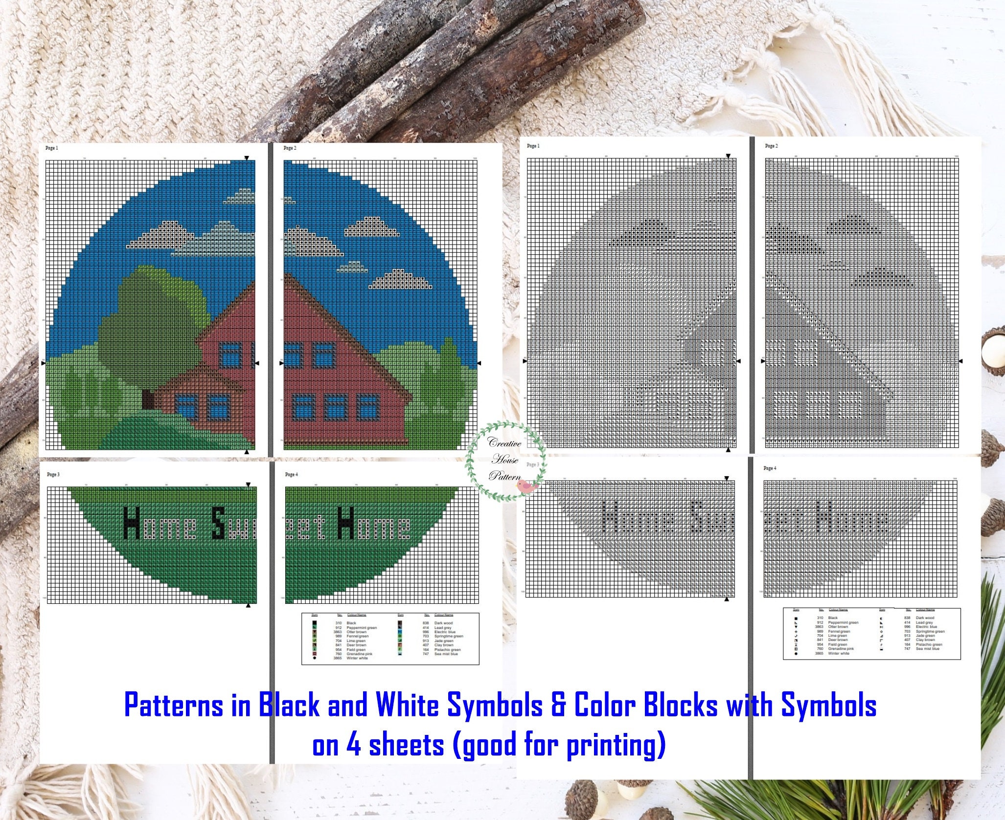 Delaware State Cross Stitch Pattern Sunset Landscape Design, Modern USA ...