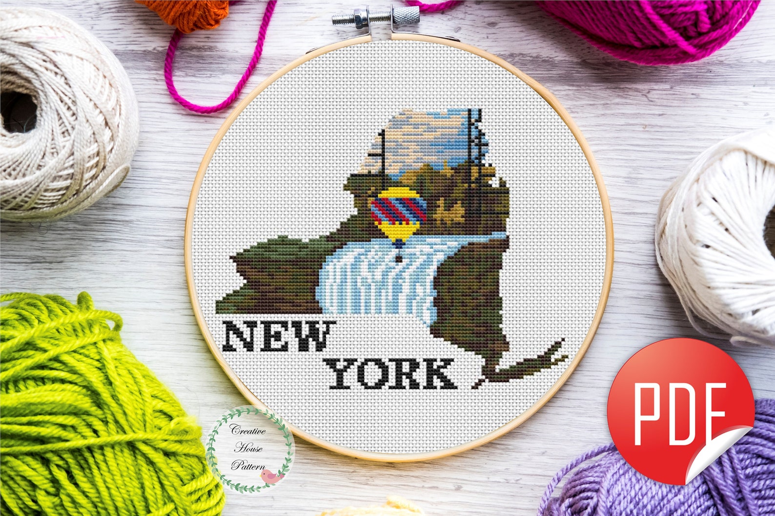 New York State Cross Stitch Pattern Nature Counted Cross - Etsy