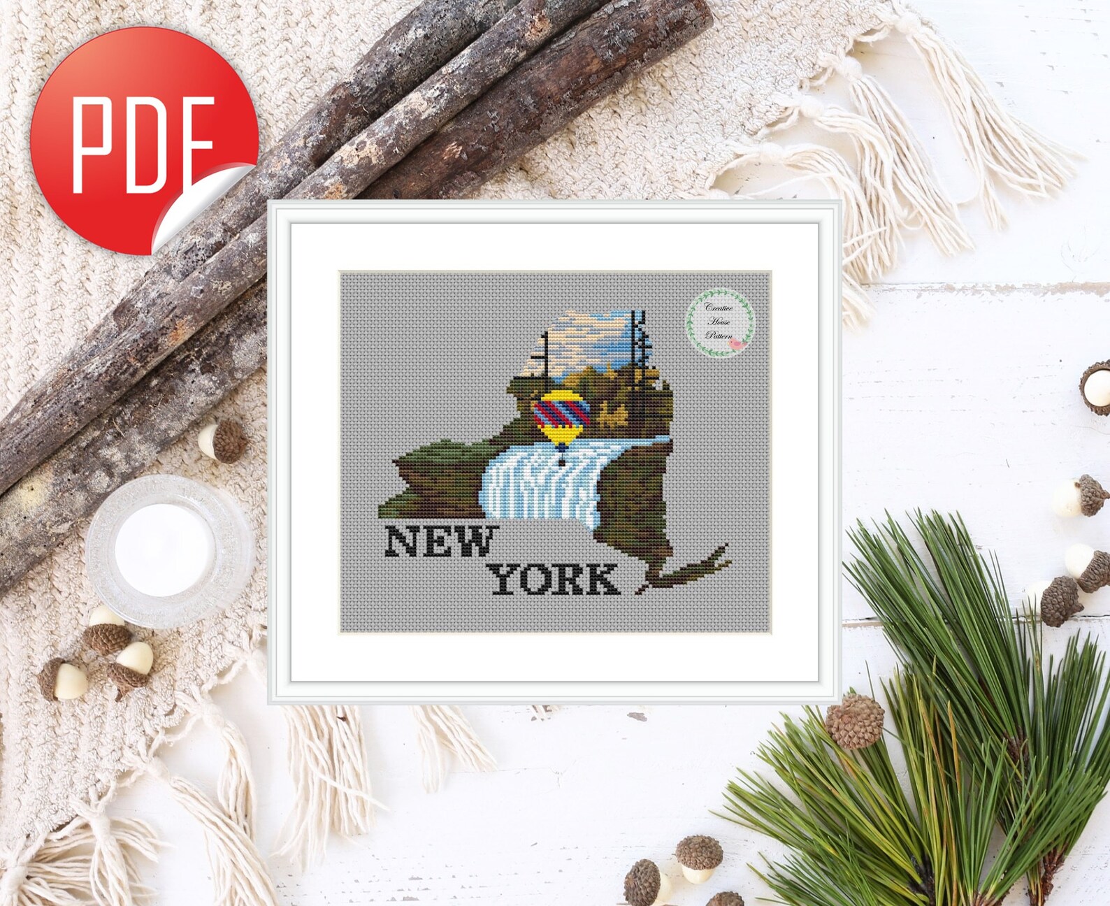 New York State Cross Stitch Pattern Nature Counted Cross - Etsy