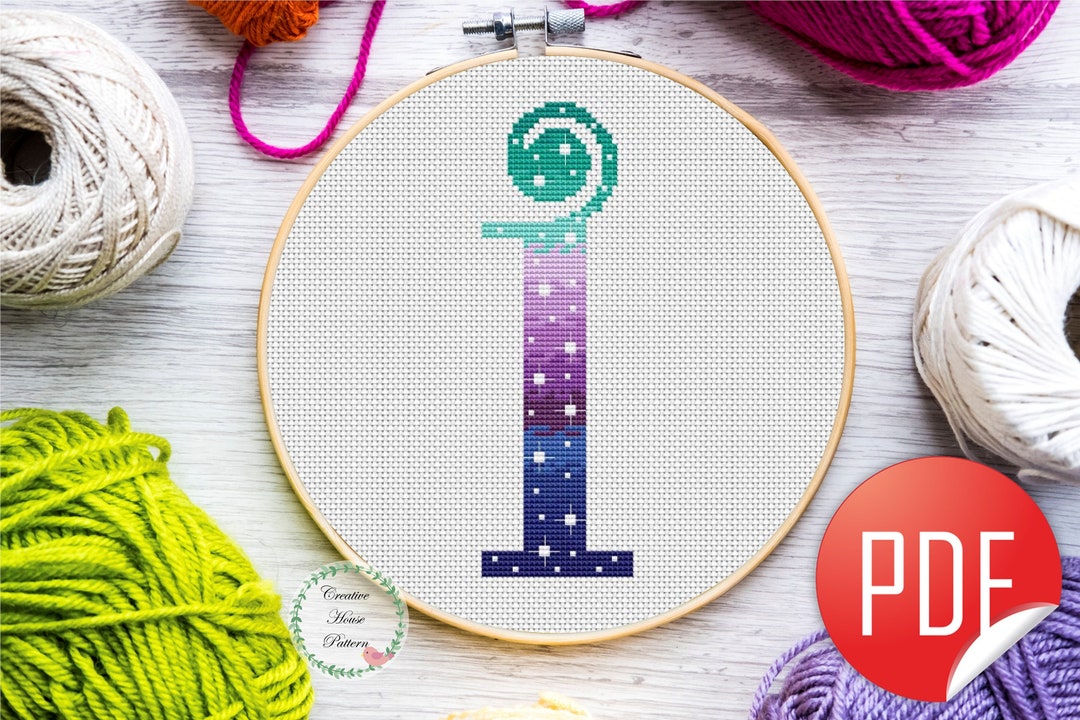 Letter I Cross Stitch Pattern Starry Night Cross Stitch - Etsy