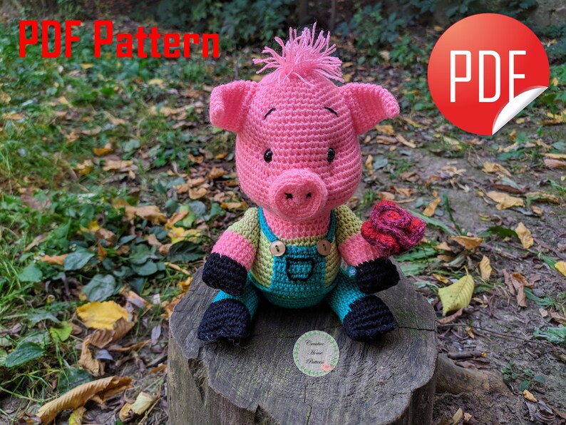 Pig Crochet Pattern Amigurumi Toy Pig Handmade Piglet - Etsy