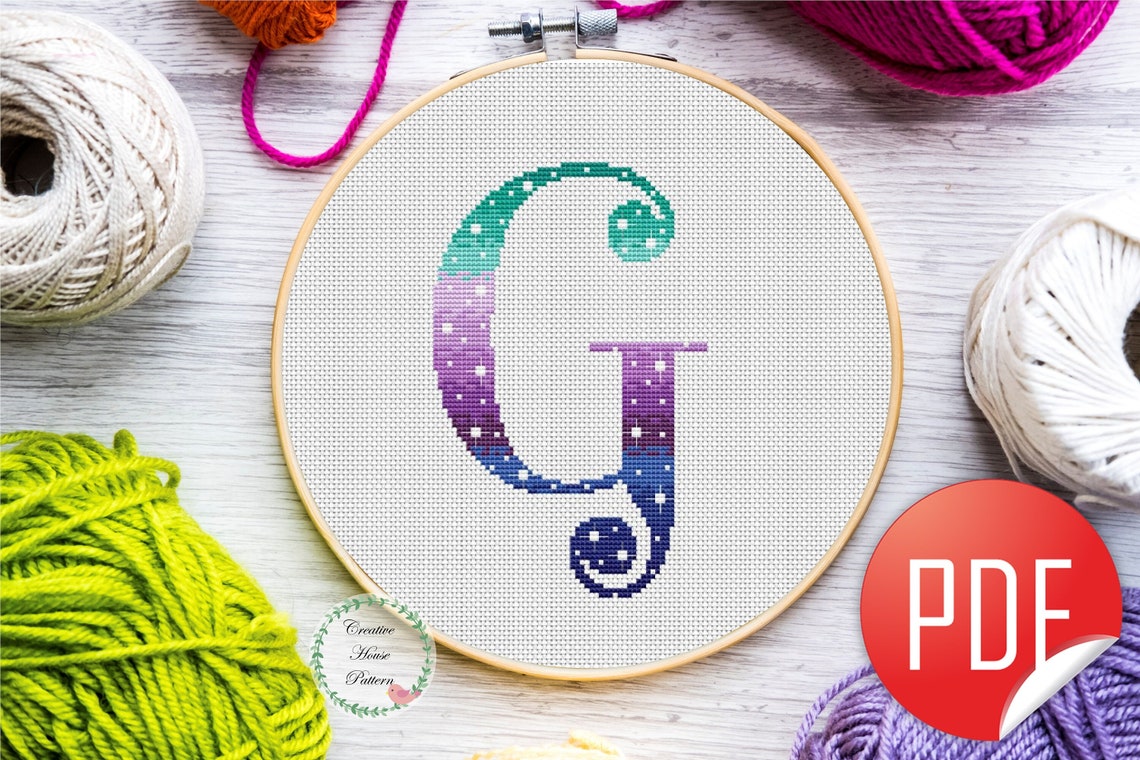 Letter G Cross Stitch Pattern Starry Night Cross Stitch - Etsy