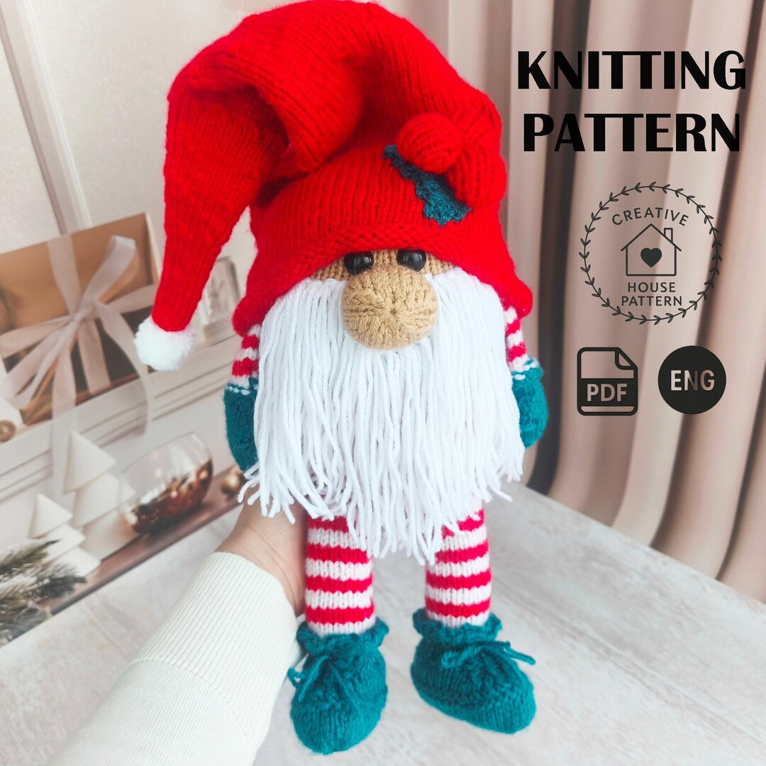 Gnome Knitting Pattern PDF English, Instant Download, Easy Knit Gnome ...