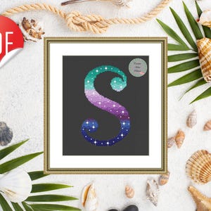 Letter S Starry Sky Cross Stitch Pattern PDF, Night Sky Alphabet ...