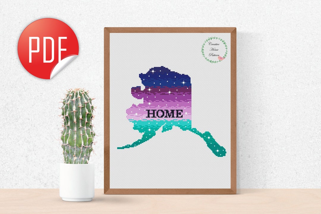 Alaska Cross Stitch Pattern, Scenic Cross Stitch, Starry Sky Design ...