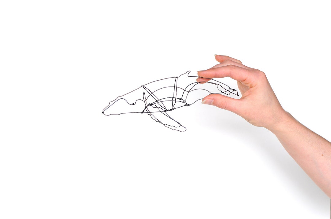 Humpback Wire Whale, 3D, Whale, Hanging Art, Sculpture, Handmade, Black ...