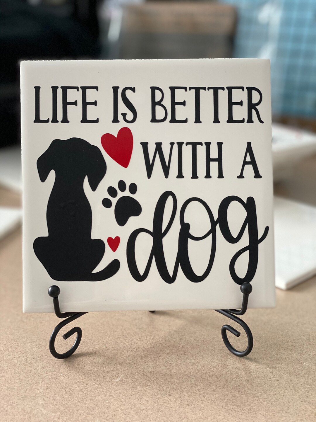 Ceramic Tile Sign - Life is Better With a Dog - Etsy