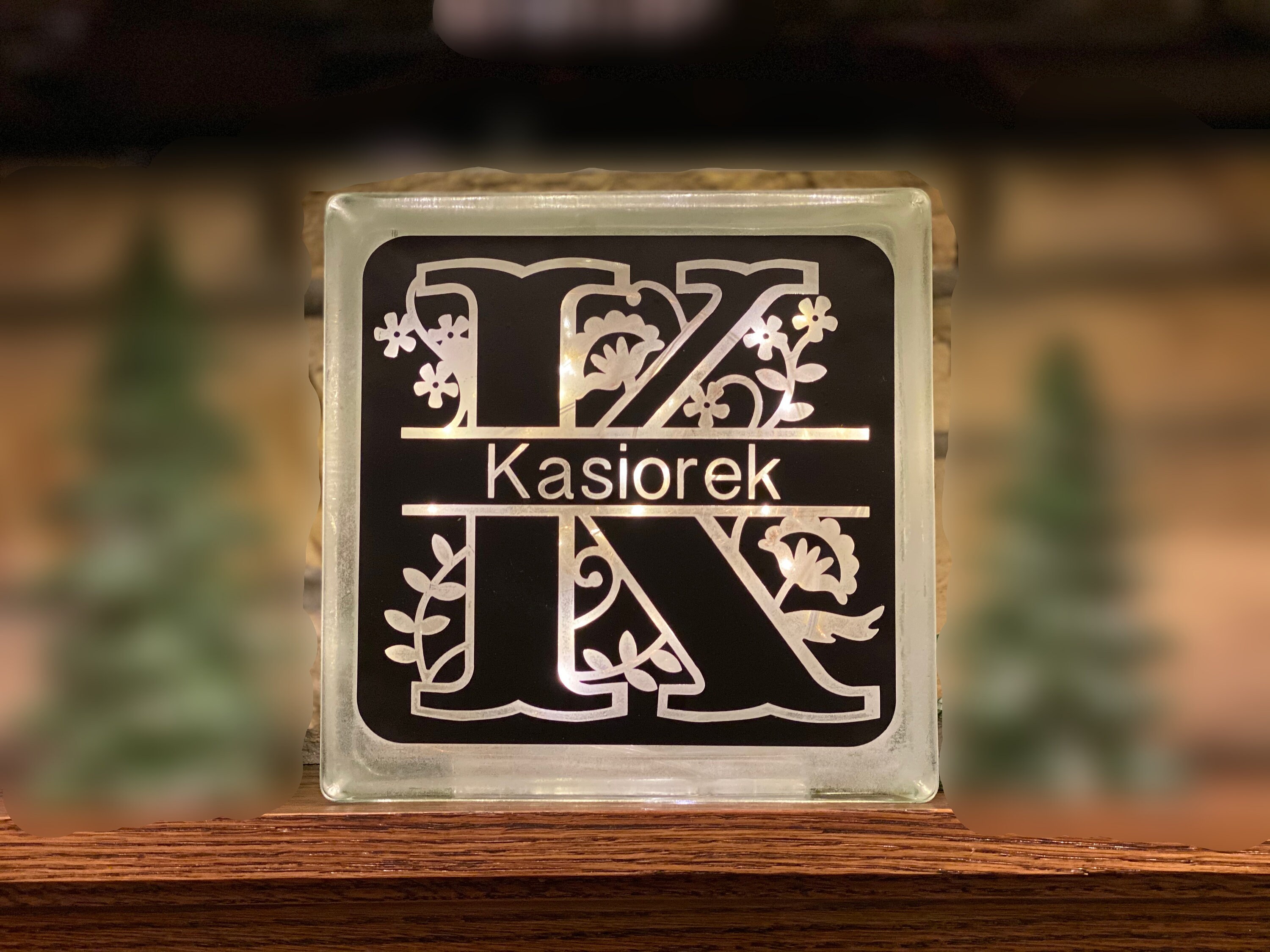 Glass Block Decor-elegant Monogram - Etsy