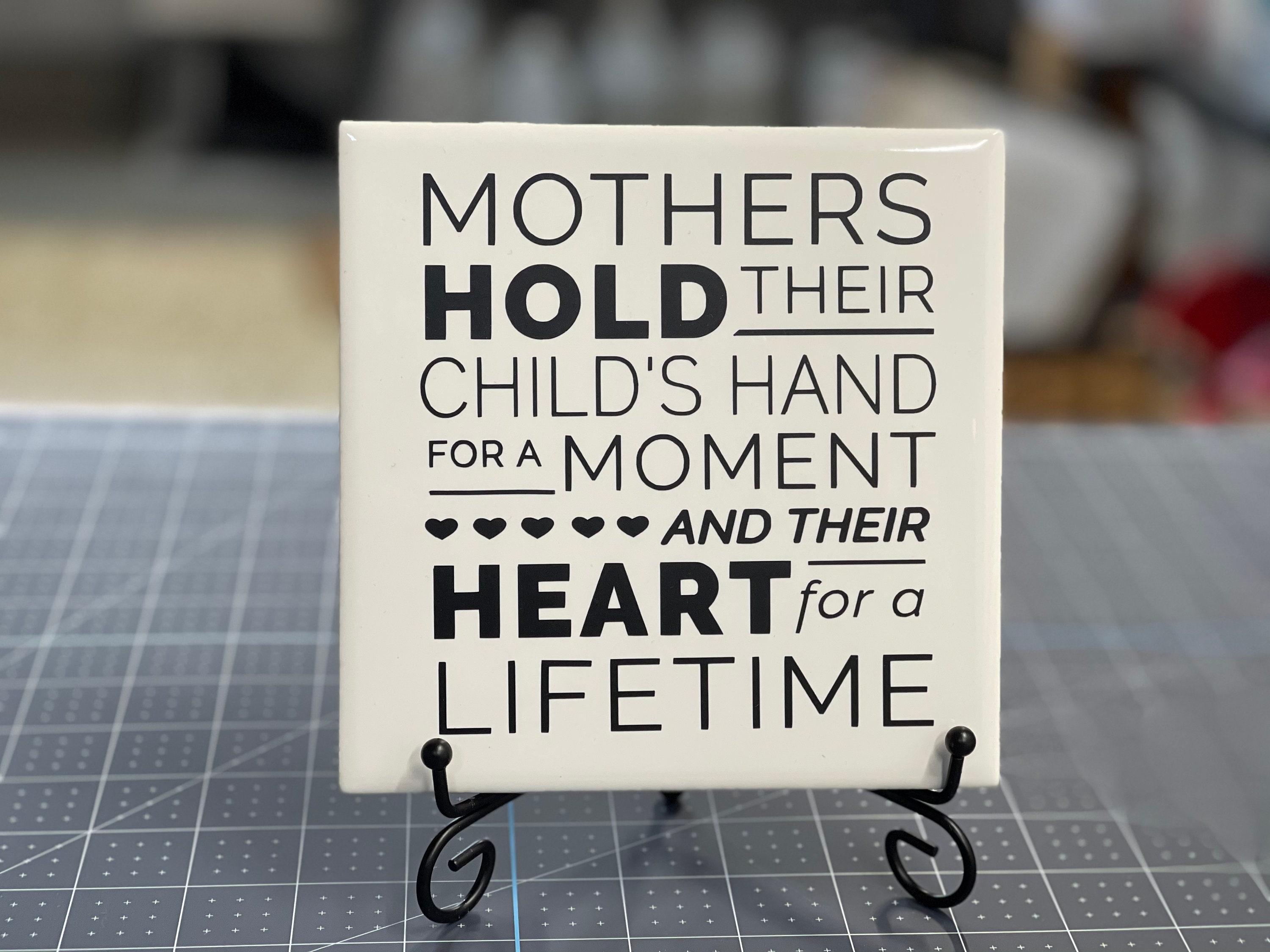 Ceramic Tile Sign Mother's hold their child's hand | Etsy