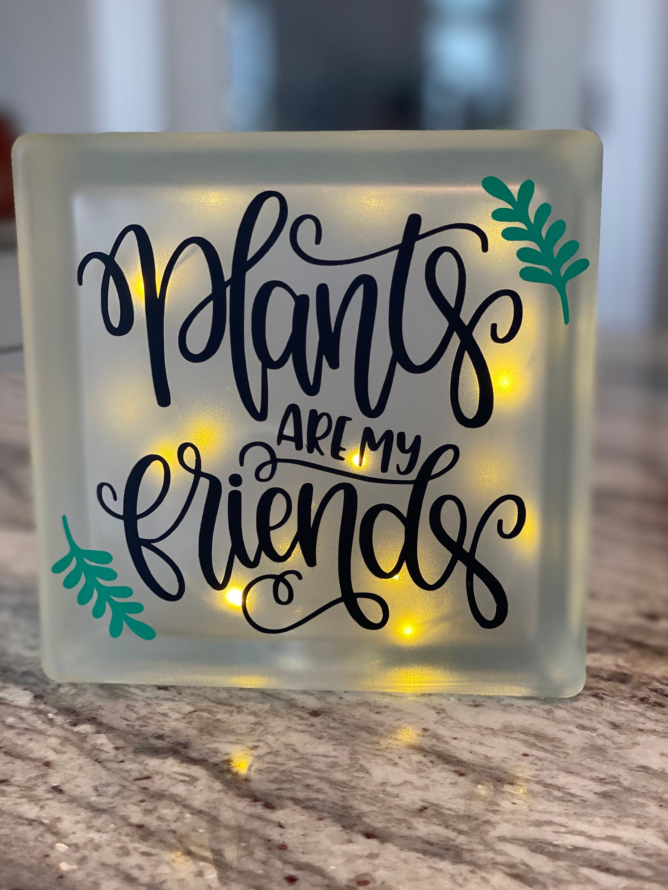 Glass Block Decor-plants Are My Friends - Etsy