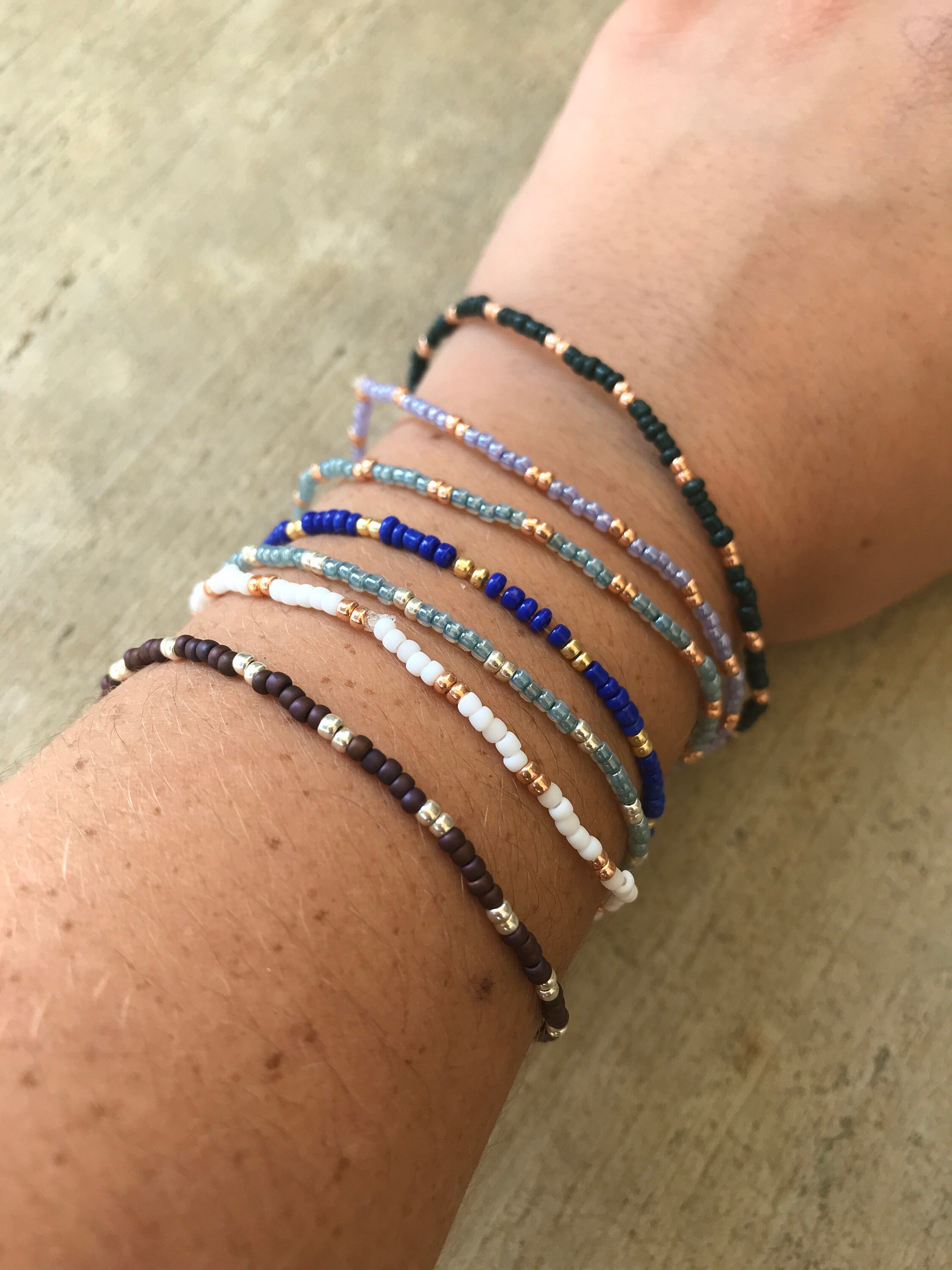 Accented Seed Bead Stretch Bracelet - Etsy