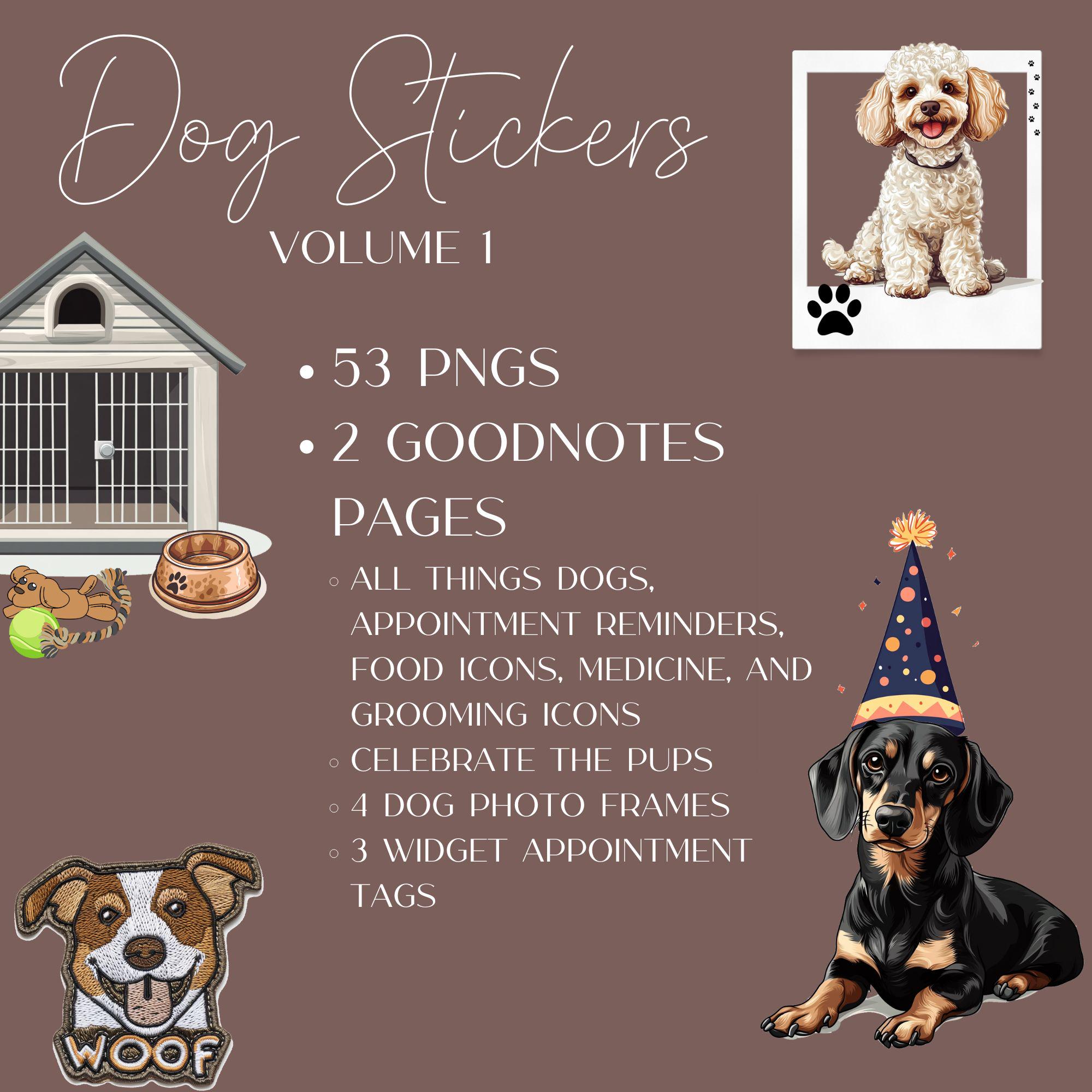 Dog Stickers | PNG & Goodnotes Dog Care Stickers | Digital Stickers for ...